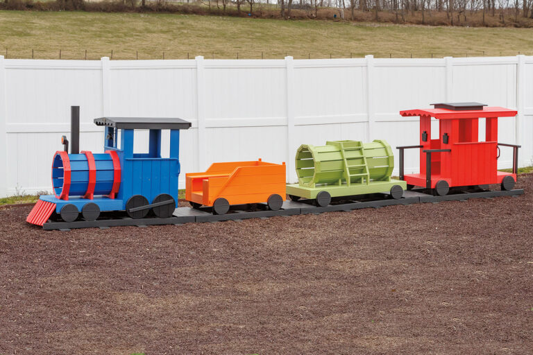 4-Piece Wood Train Playset With Tracks - Amish Direct Playsets